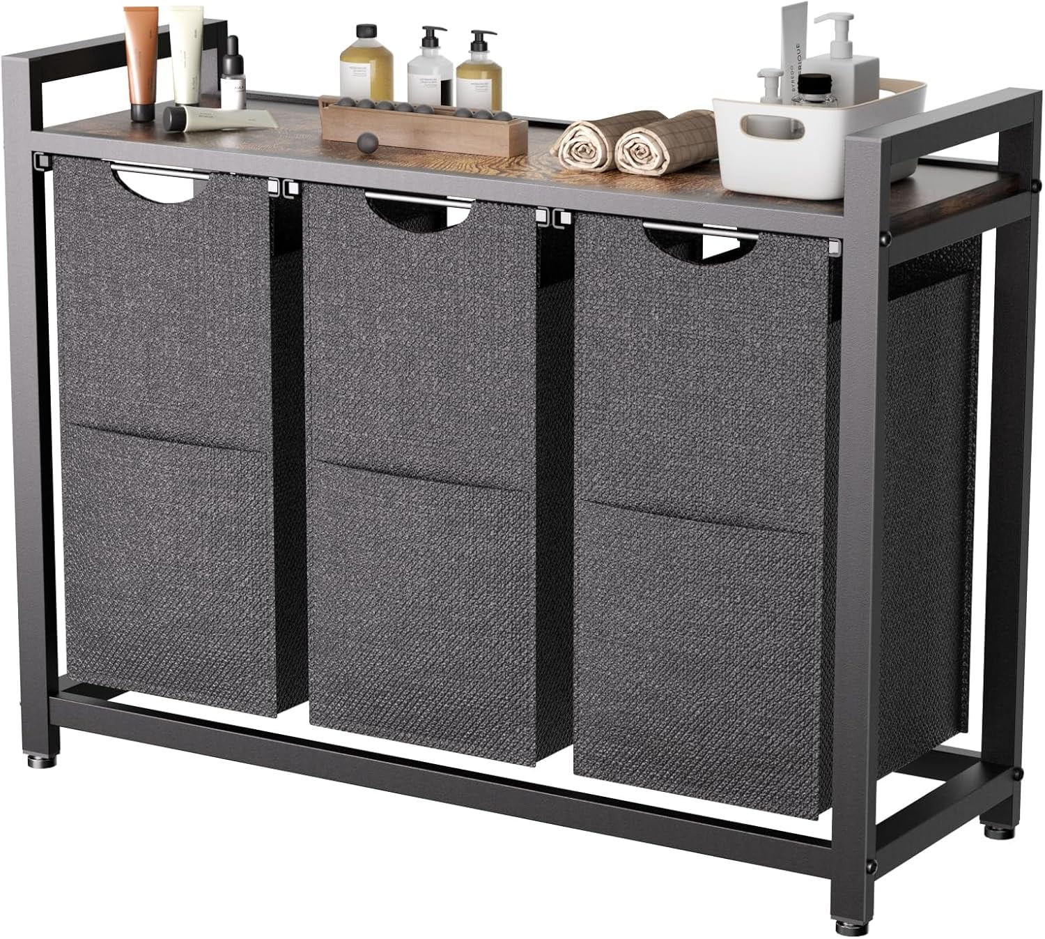 Laundry Hamper 3 Section, 3 Bag Laundry Sorter Organizer, Laundry ...