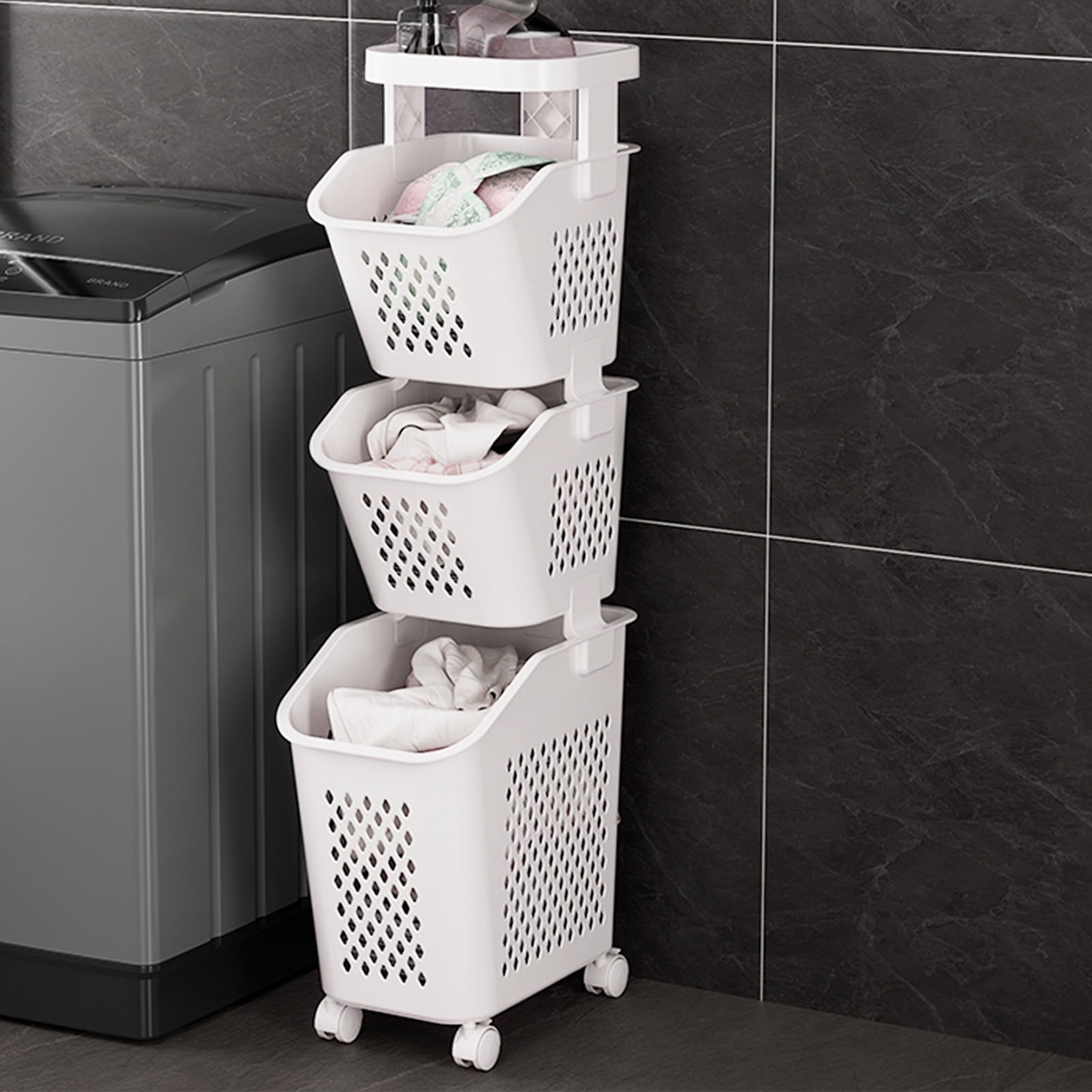 Laundry Hamper 3-Tier Laundry Basket Dirty Clothes Hamper Freestanding ...