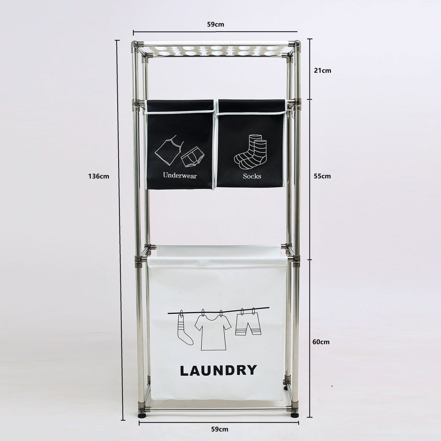 Laundry Hamper 3 Tier Laundry Sorter with 4 Removable Bags for ...