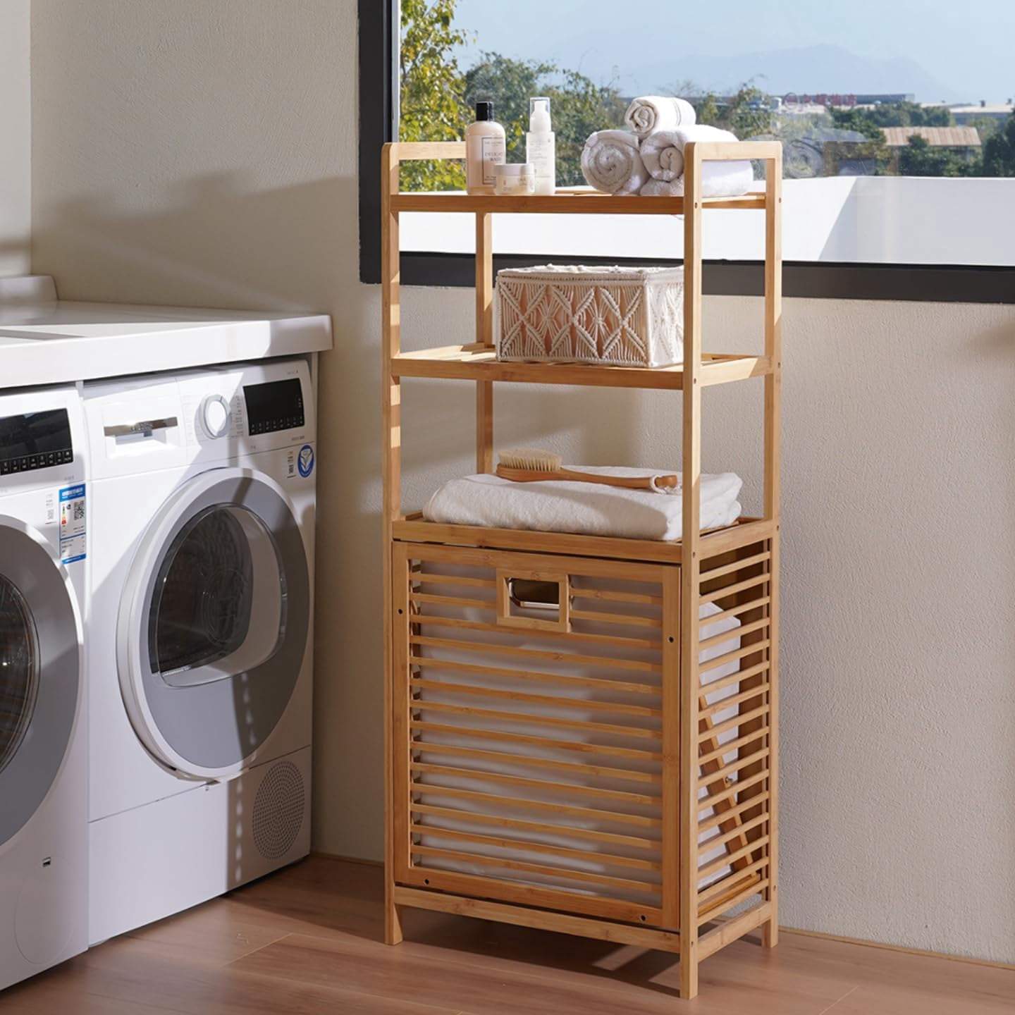Laundry Hamper with 3 Tier Shelves & Tilt Out Basket, Laundry Baskets ...