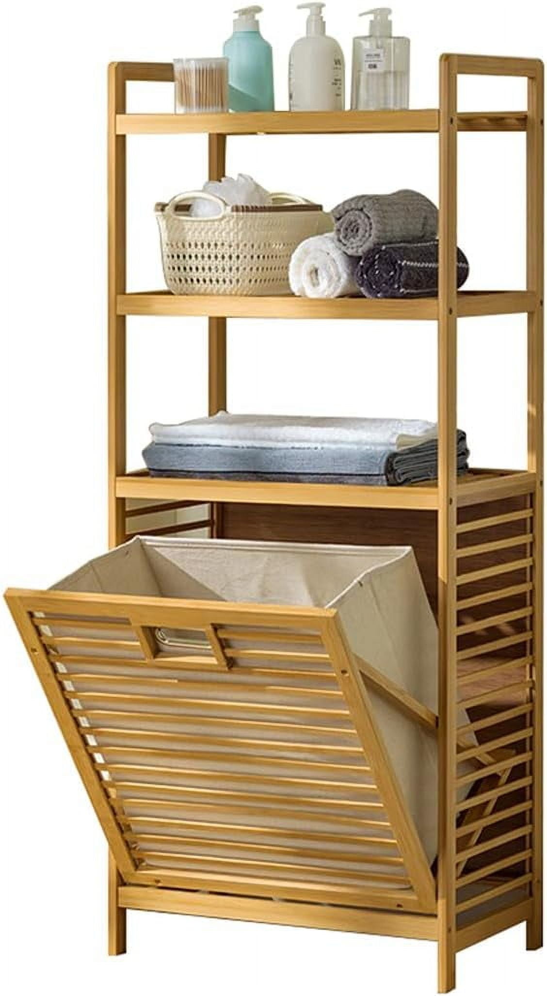 Laundry Hamper with 3 Tier Shelves & Tilt Out Basket, Laundry Baskets ...