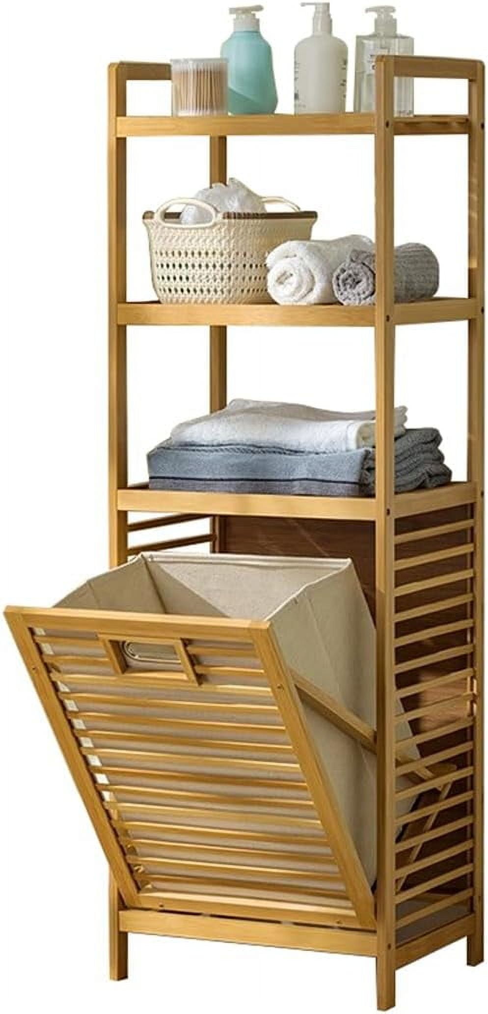 Laundry Hamper with 3 Tier Shelves & Tilt Out Basket, Laundry Baskets ...