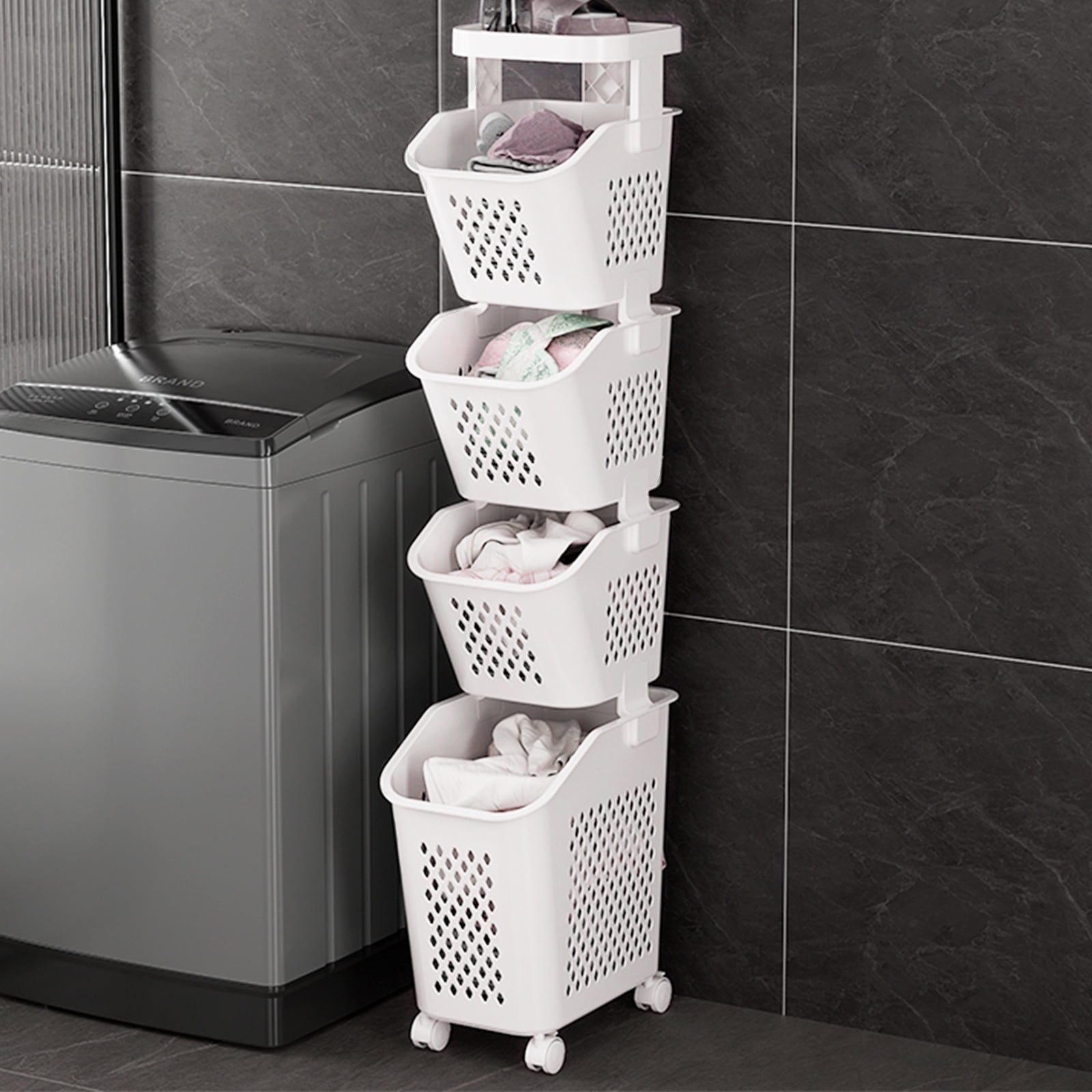 Laundry Hamper 4-Tier Laundry Basket Dirty Clothes Hamper Freestanding ...