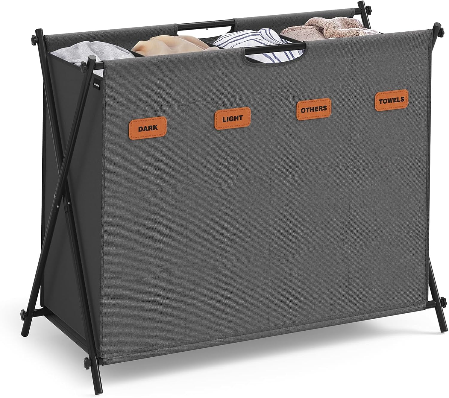 Laundry Hamper Basket 40.9 Gal 4-Section Sorter with Customizable ...
