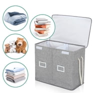 Lavish Home Two-Sided Fabric Laundry Hamper with Lid and Handles, Gray ...