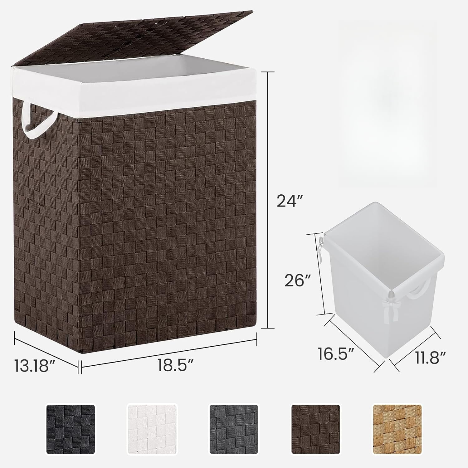 Laundry Hamper Basket with Lid by Fiona's magic, Handwoven 96L Large ...