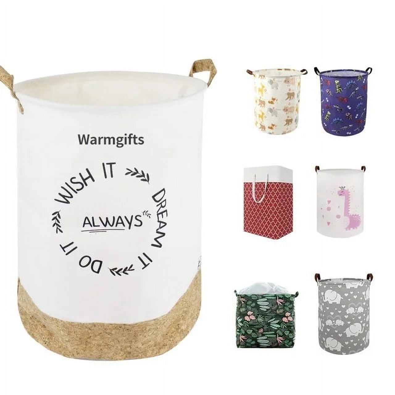 Large Collapsible Laundry Hamper with Leather Handles, Waterproof for ...