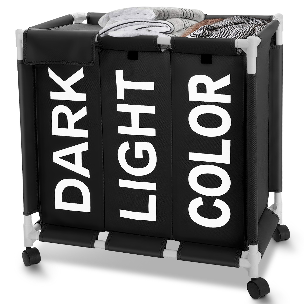 17"×13"×43" 3-Tier Laundry Hamper Basket Sorter with Wheels Small ...