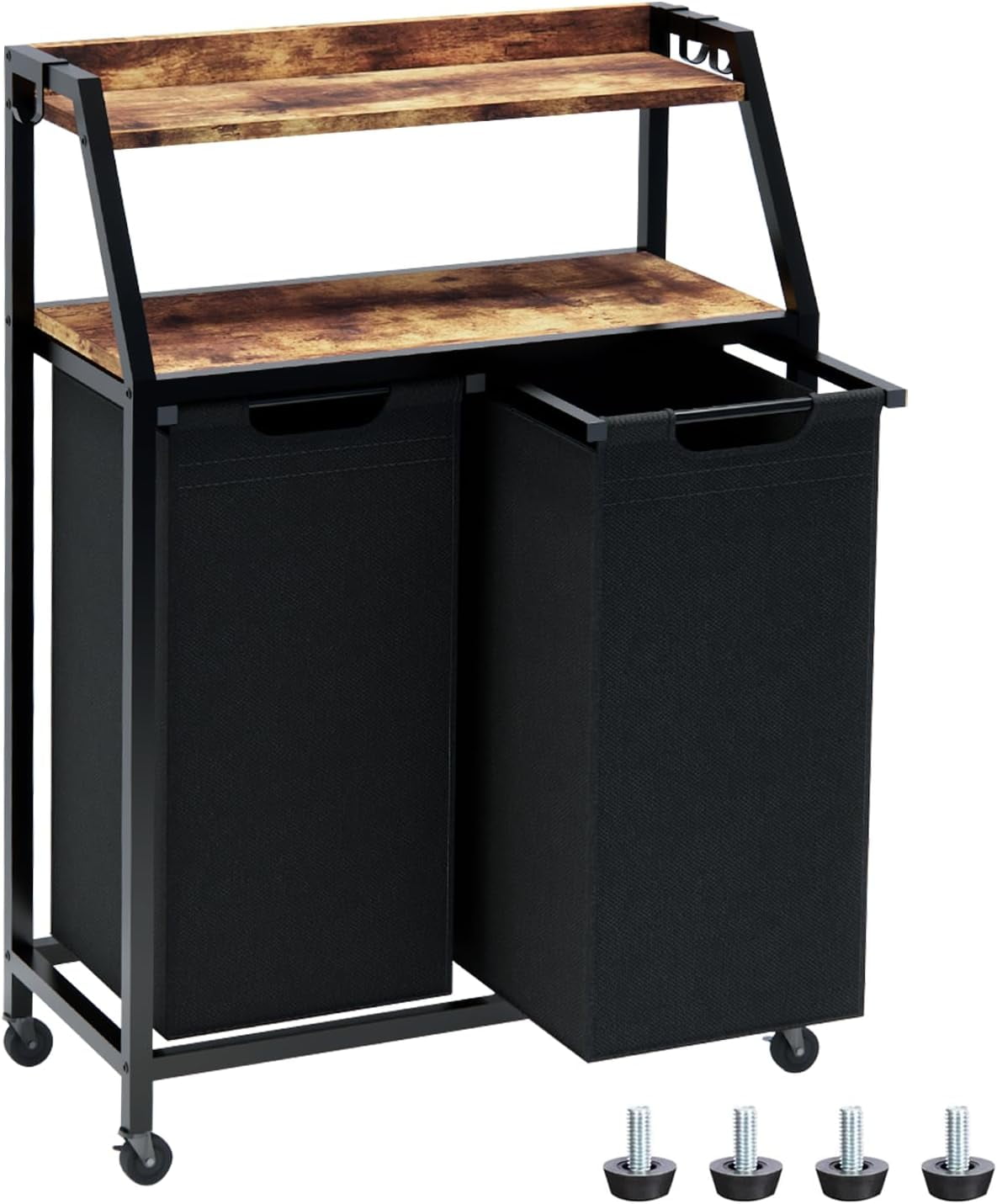 Laundry Hamper, Laundry Sorter 2 Section, Rolling Laundry Basket with ...