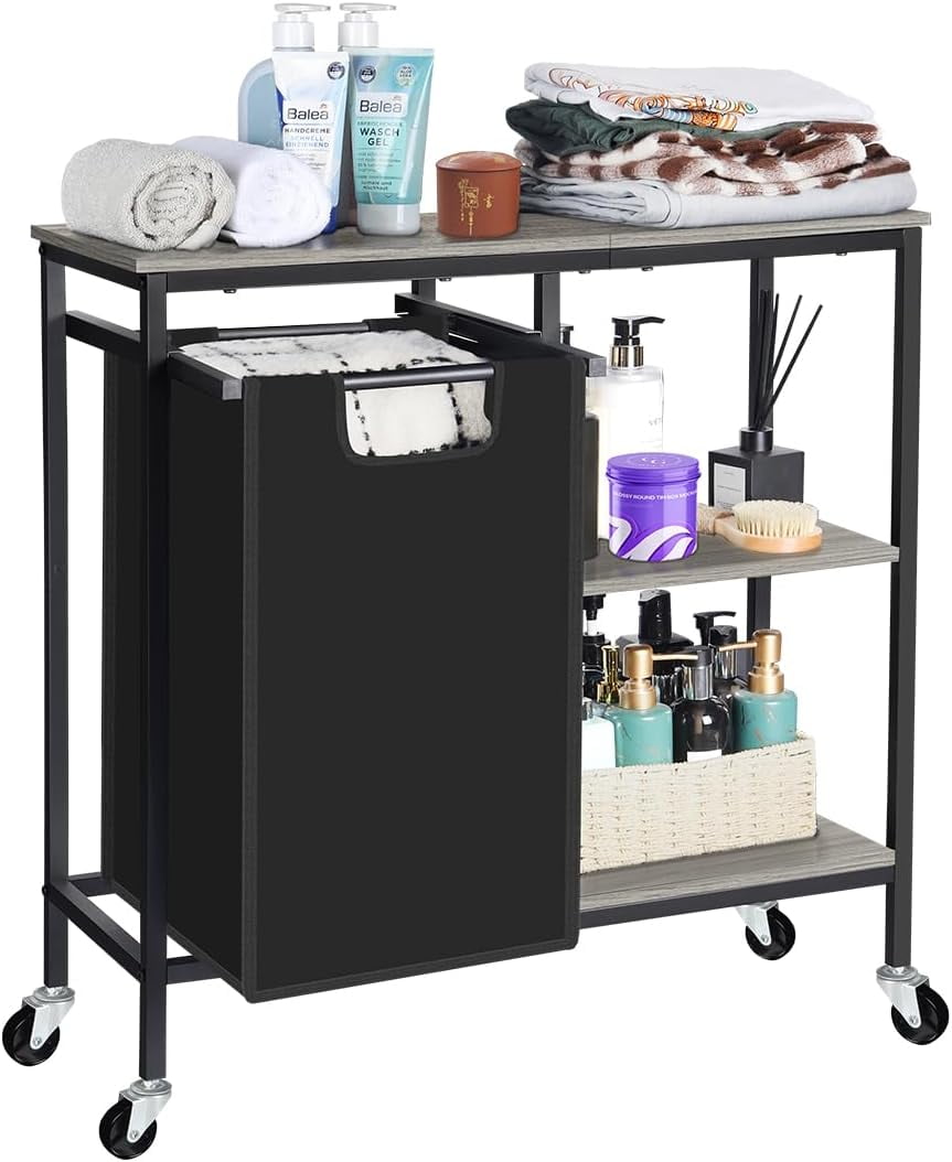 Laundry Hamper Laundry Sorter with Three Shelf Pull-Out Laundry Basket ...