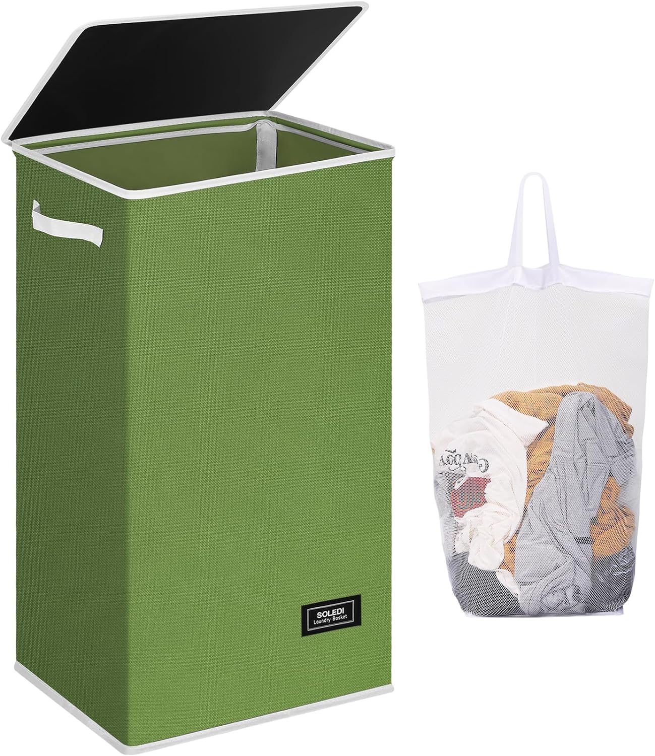 Laundry Hamper with Lid 100L Large & Tall Collapsible Laundry Basket ...