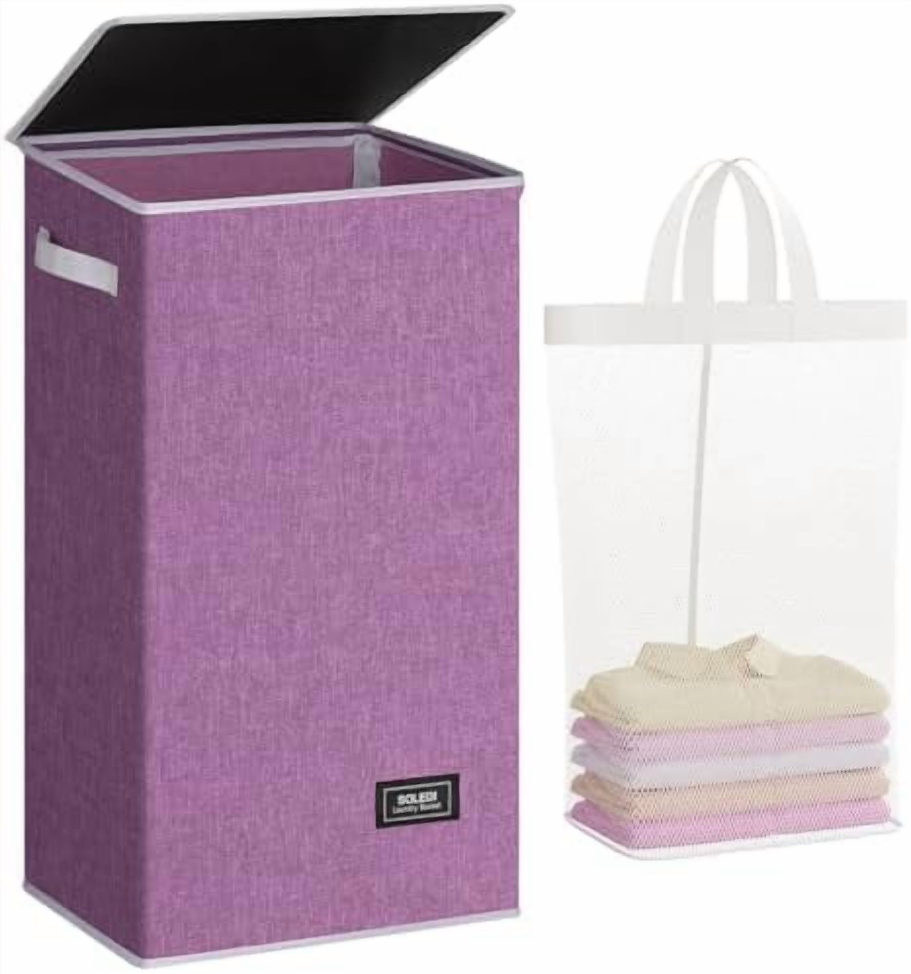 Laundry Hamper with Lid 100L Large & Tall Collapsible Laundry Basket ...