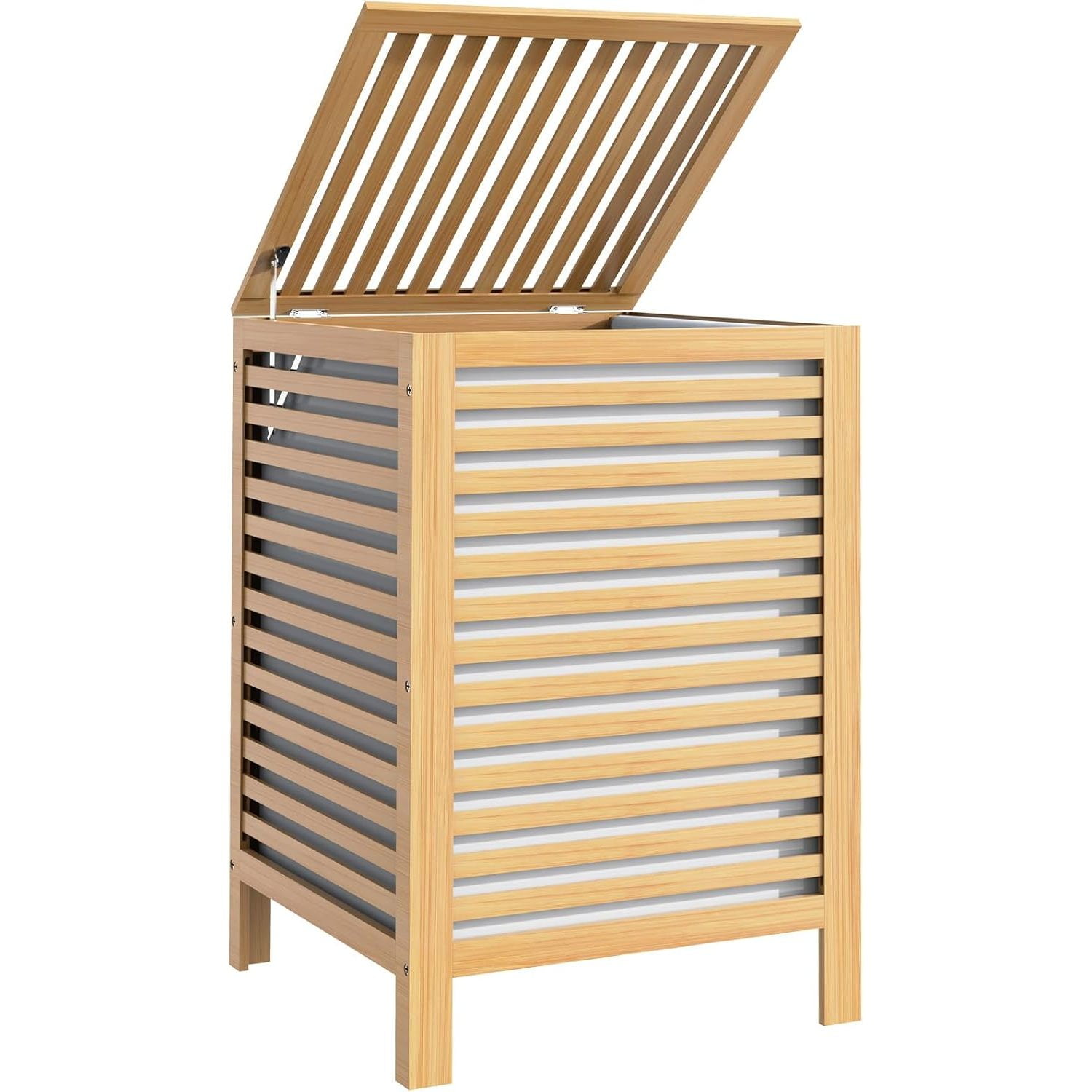 Laundry Hamper with Lid, 120 L Large Double hampers for laundry, Bamboo ...