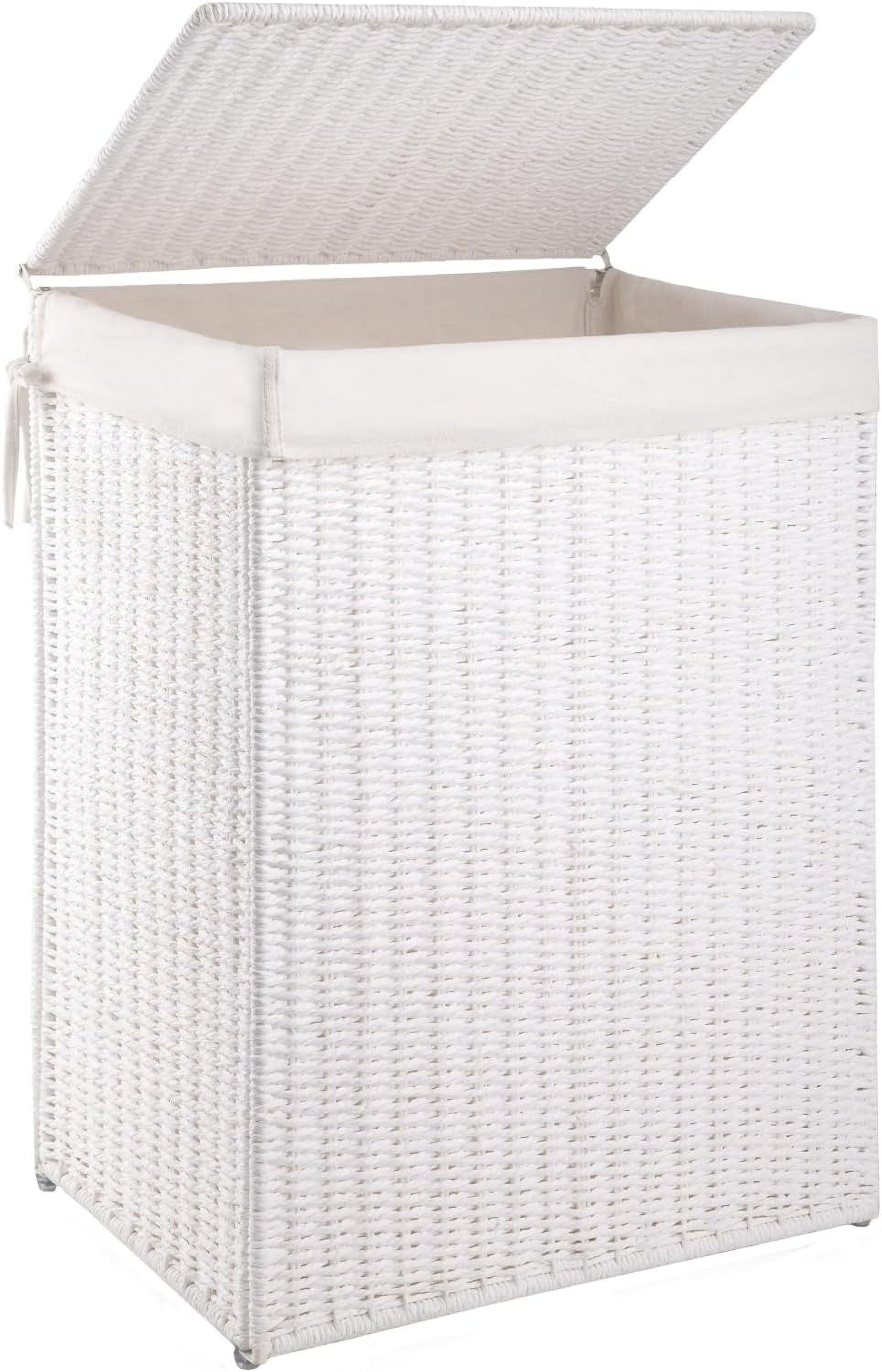 Laundry Hamper with Lid, 23.8 Gal (90L) Wicker Hamper with Removable ...