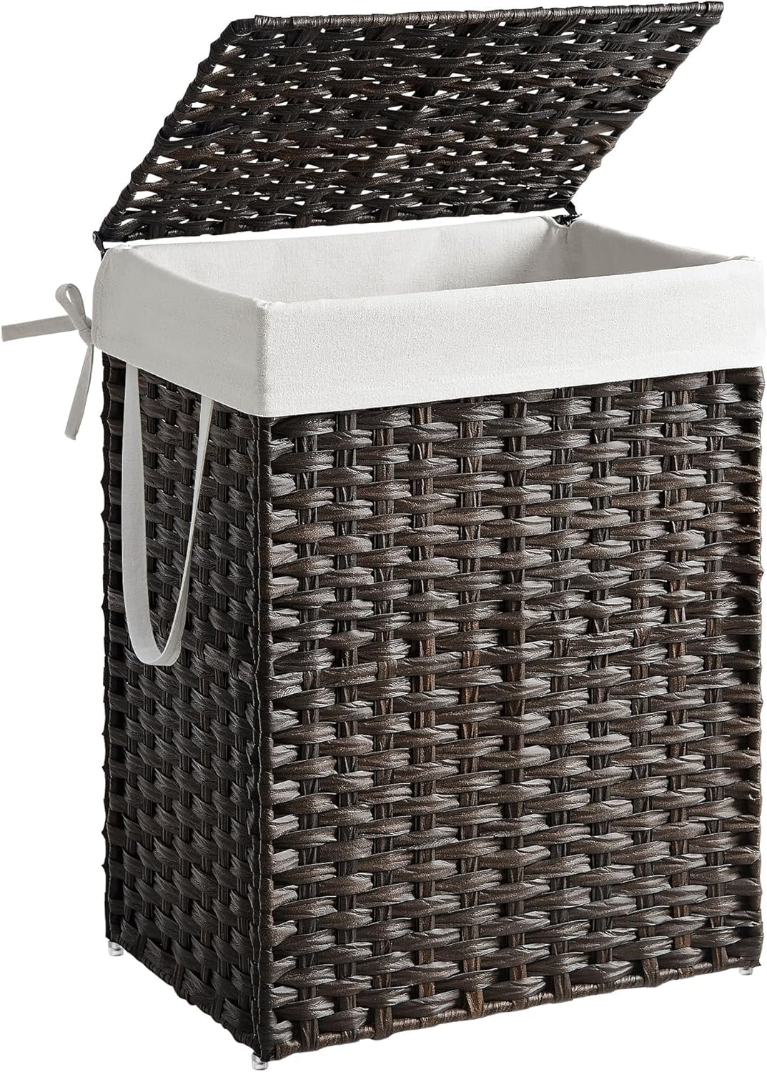 Laundry Hamper with Lid, 23.8 Gallon (90 L) Synthetic Rattan Clothes ...
