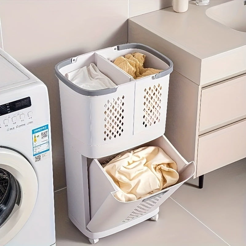 Laundry Hamper, Modern Upgrade 2/3/4 Tier Laundry Basket with Wheels ...
