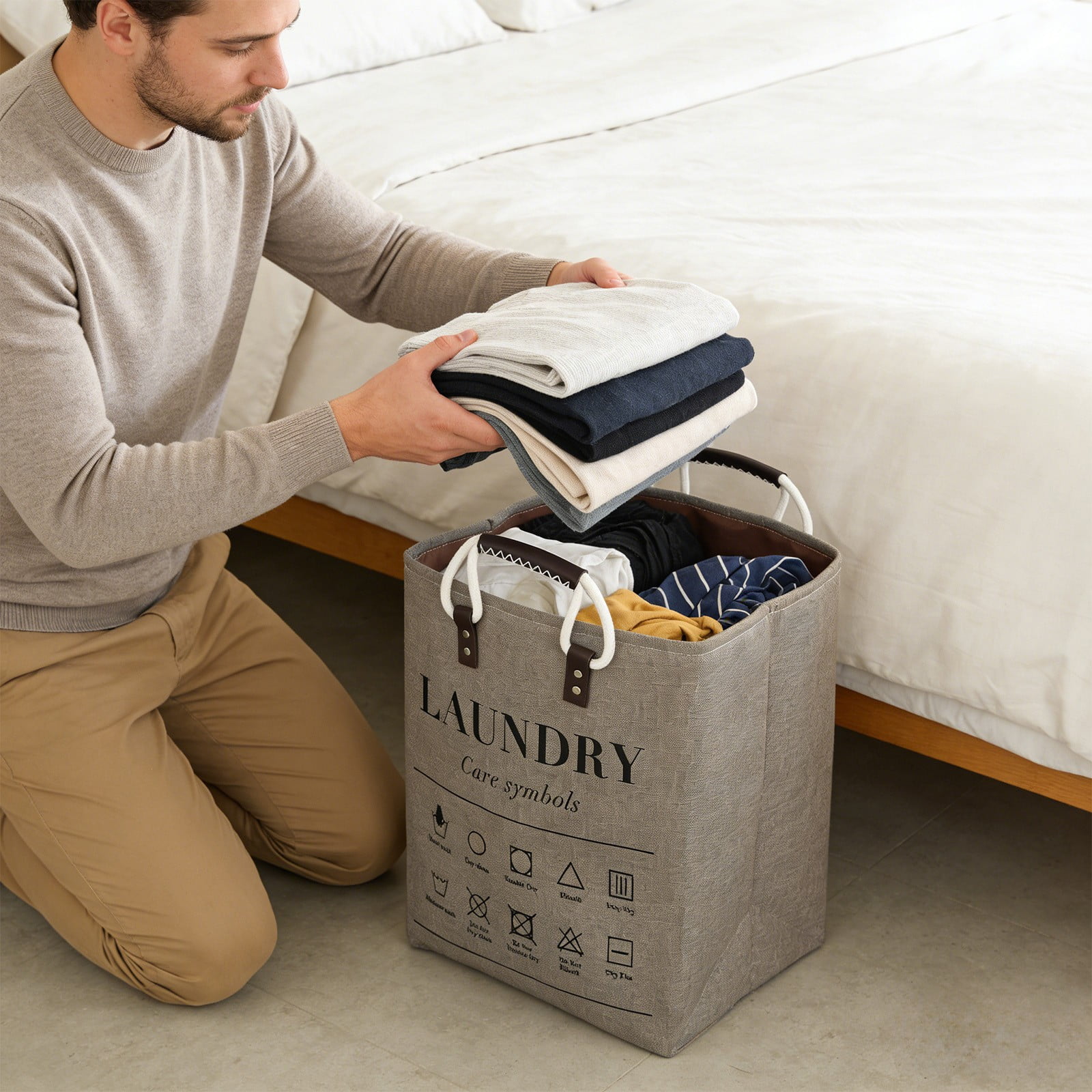 Laundry Hamper Organizer with Handles,12.6x12.6x17.7" Large Capacity ...