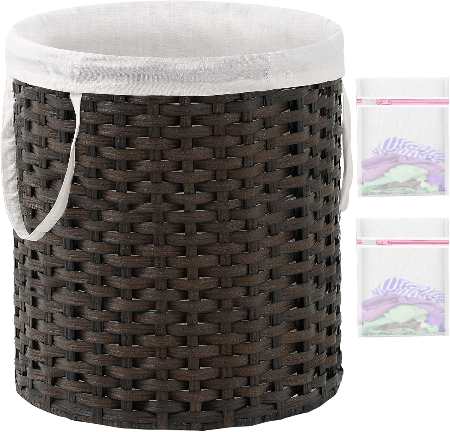 Laundry Hamper Round Laundry Basket 26.5 Gal (100L) Rattan Laundry ...