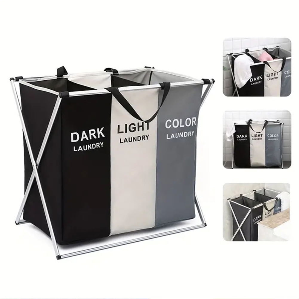 Collapsible Three-Handle 135L Large Laundry Hamper Sorter, Foldable ...