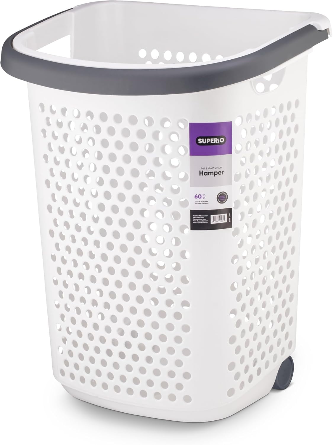 Laundry Hamper, Wheeled Plastic Hamper, Roll & Go Laundry Hamper with ...