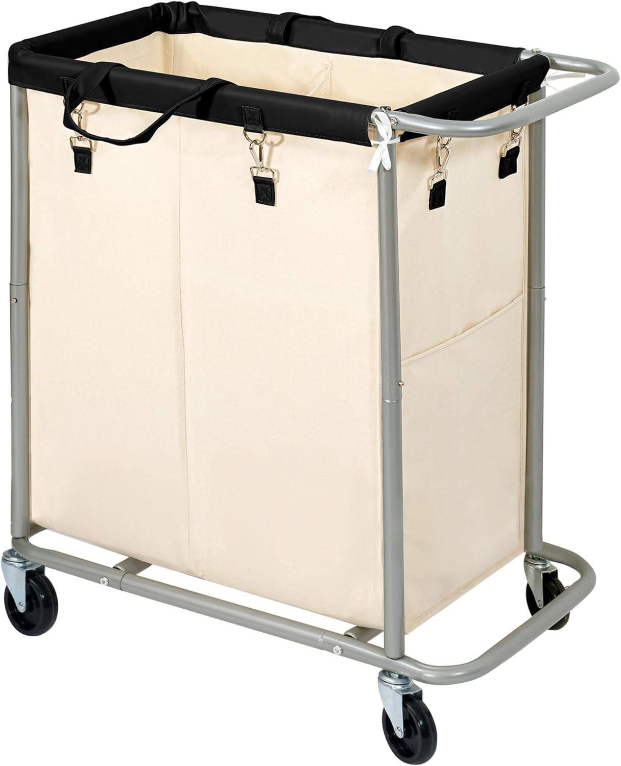 Laundry Hamper with Wheels, 2 Section Rolling Laundry Cart Sorter, 37 ...