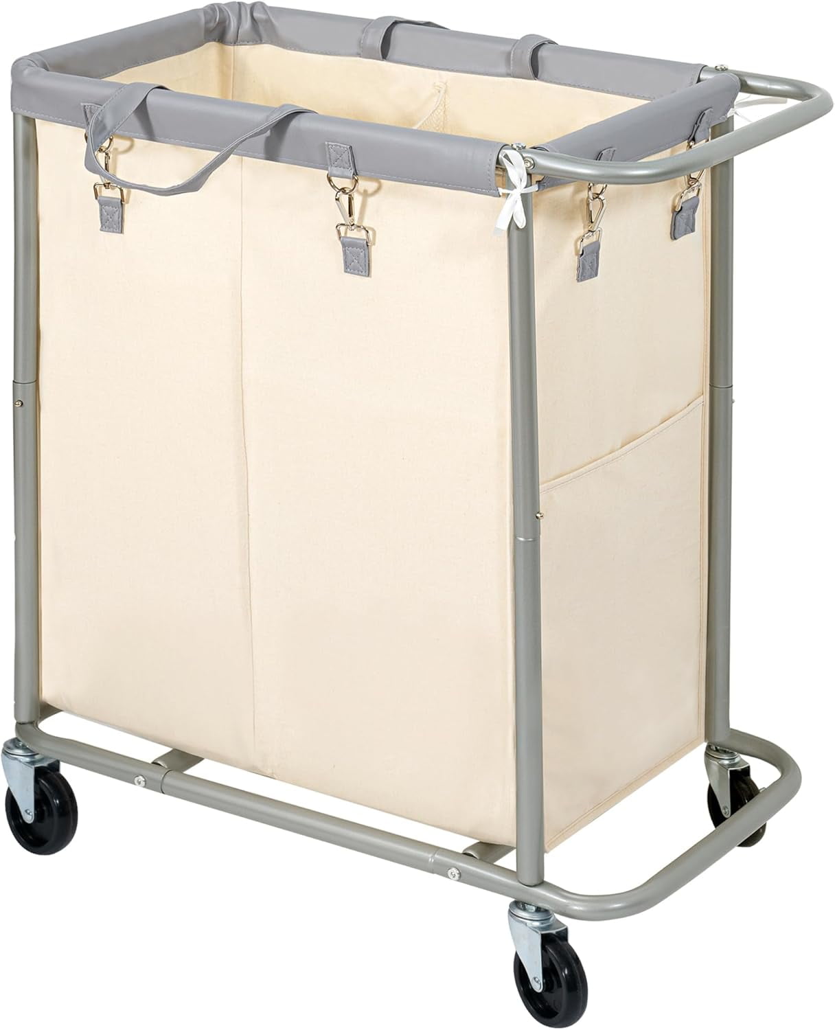 Laundry Hamper with Wheels, 2 Section Rolling Laundry Cart Sorter, 37 ...