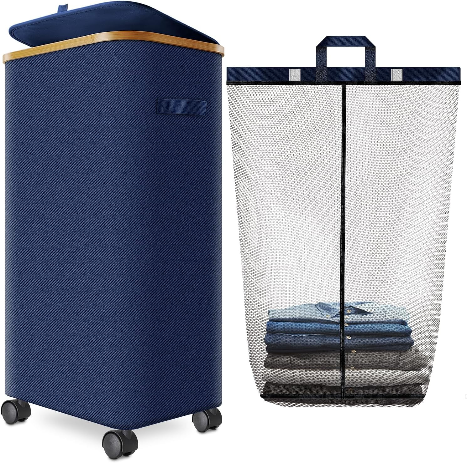 Laundry Hamper with Wheels,29 Gal (110L) Laundry Basket with lid ...