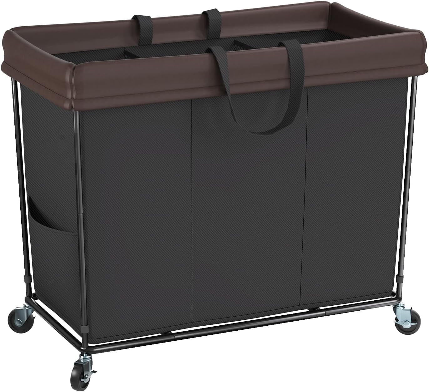320L Large Laundry Hamper with Wheels, 3 Section Rolling Laundry Basket ...