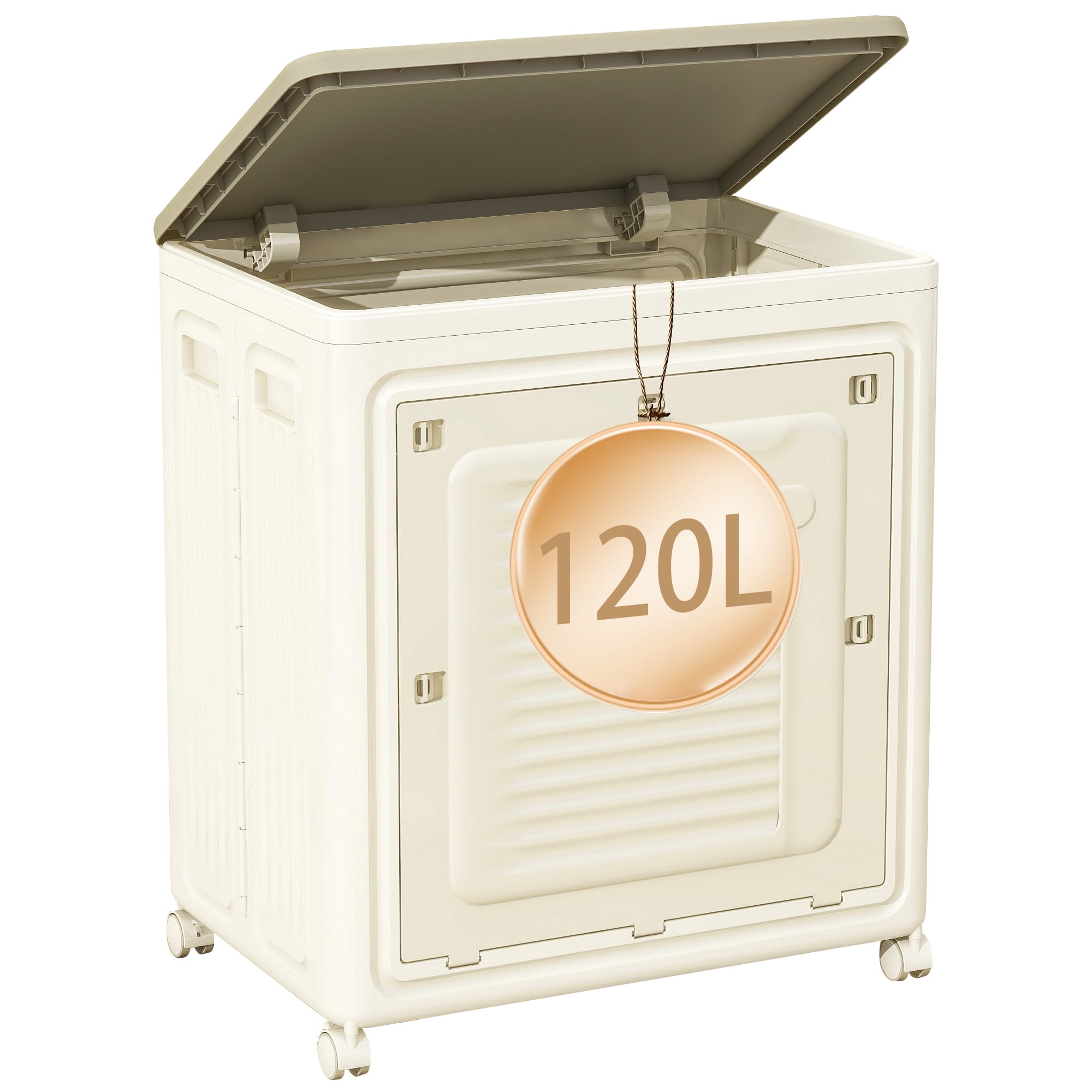 Laundry Hamper with Wheels and Lid, Foldable Clothes Hamper, Large ...