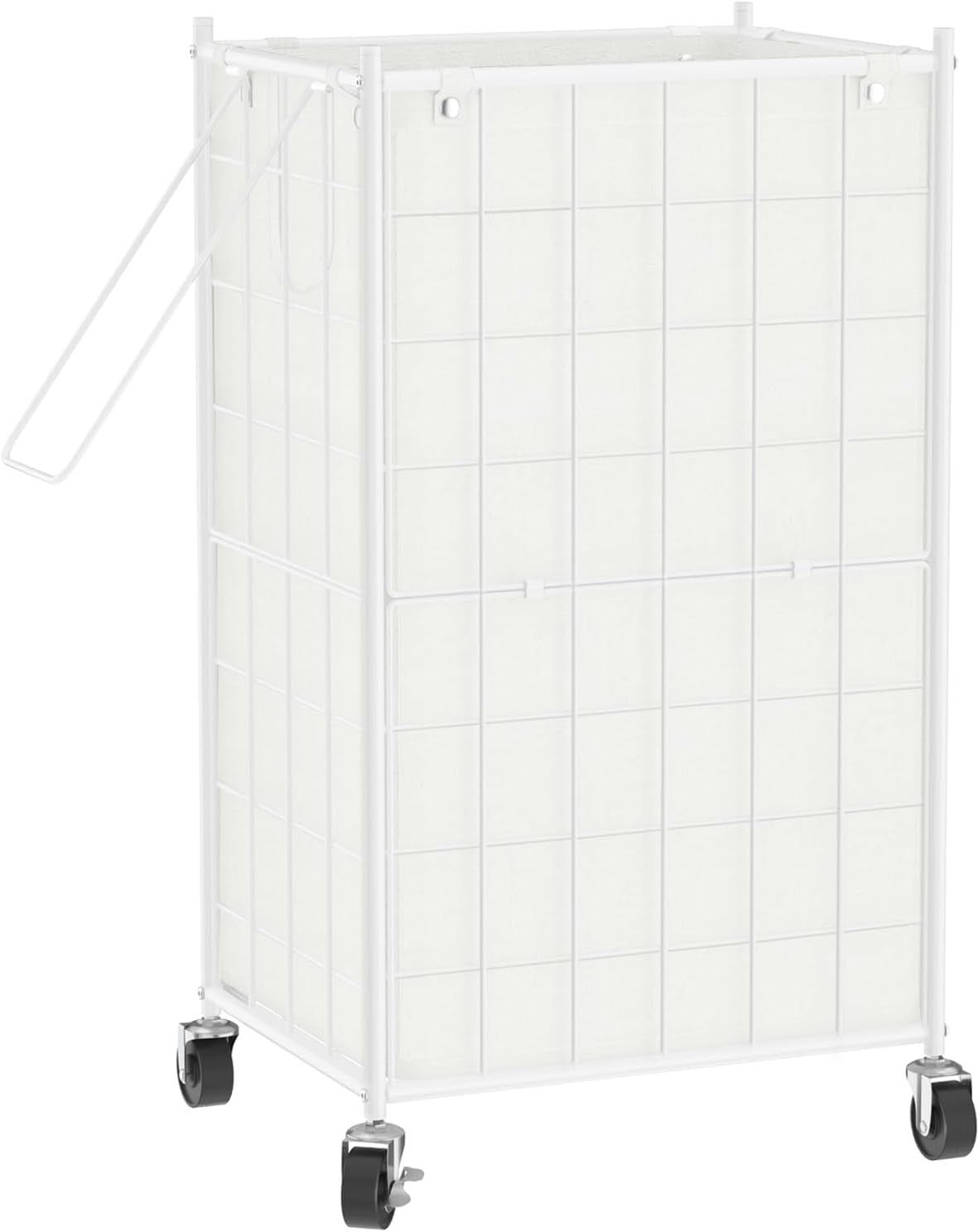 Laundry Hamper with Wheels,Metal Wire Frame Rolling Laundry Basket with ...