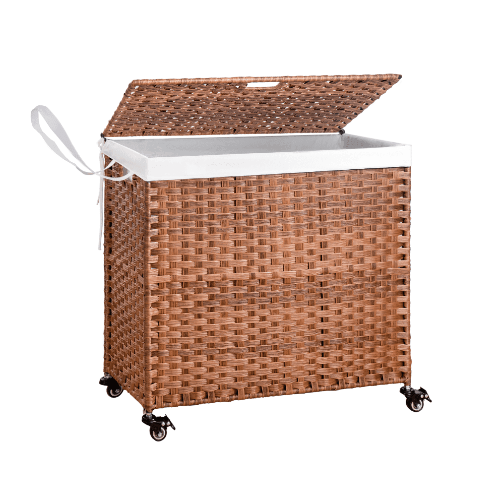 Laundry Hamper With Lid PE Rattan Powder Coating Frame Clothes Hampers ...