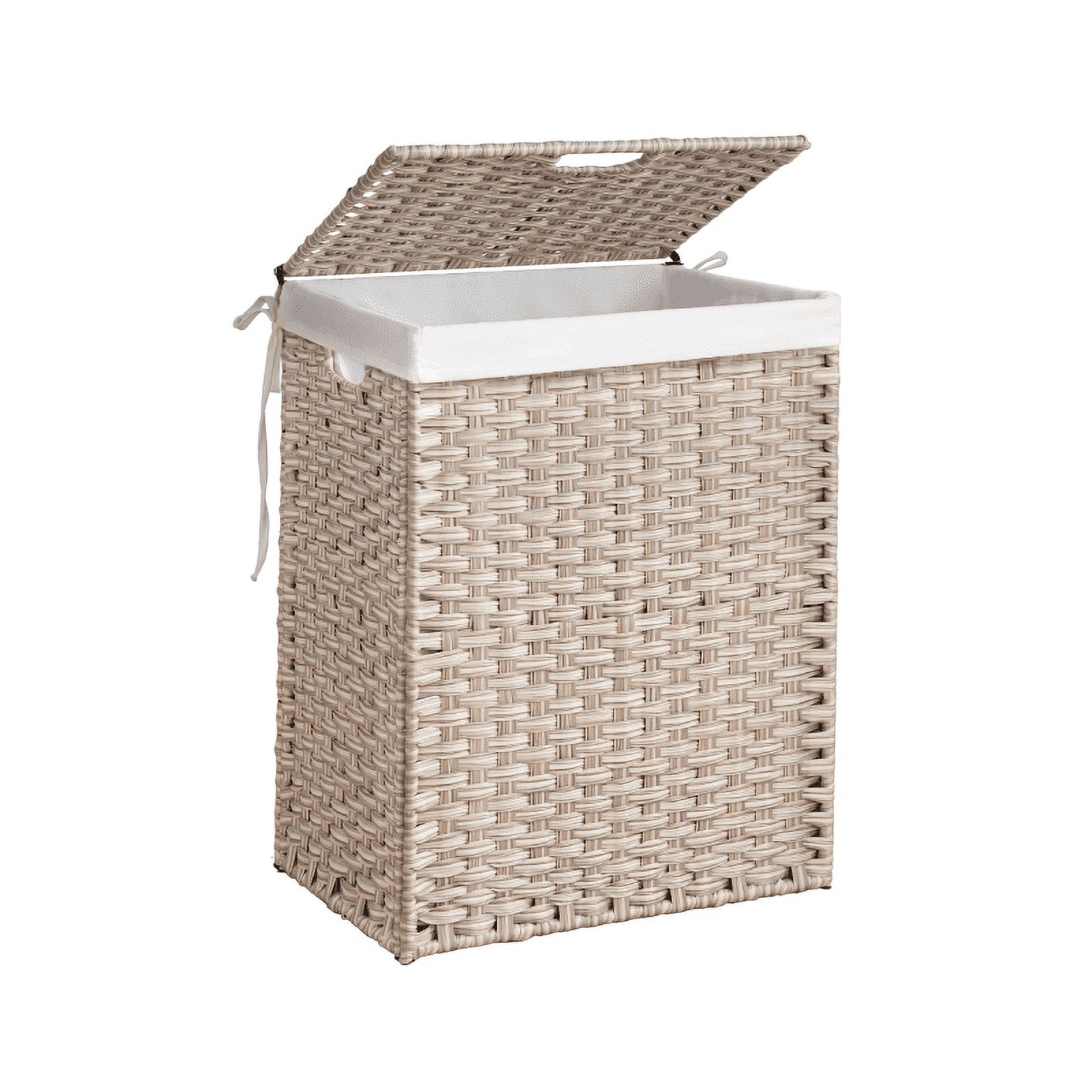 Laundry Hamper With Lid PE Rattan Powder Coating Frame Clothes Hampers ...