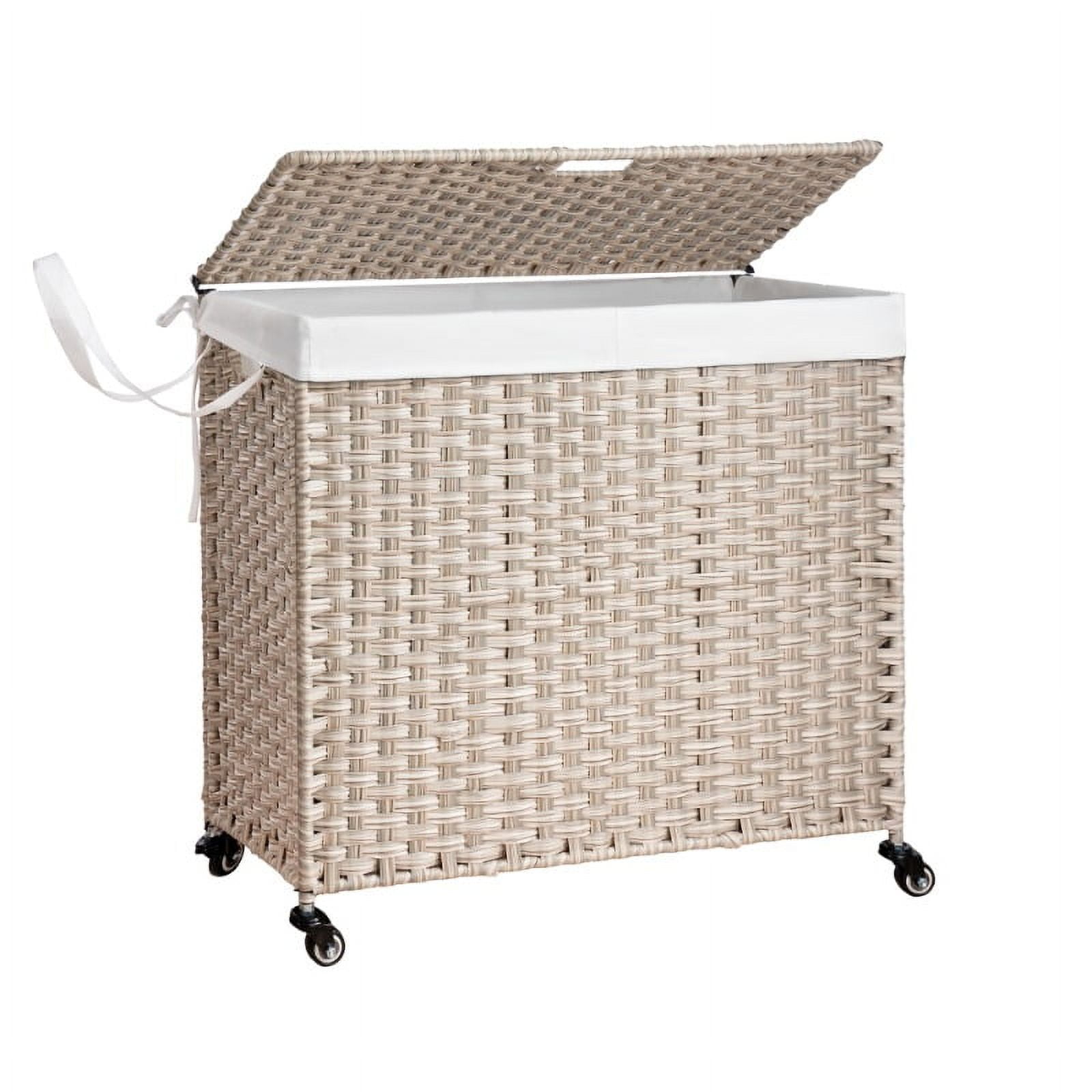 Laundry Hamper With Lid PE Rattan Powder Coating Frame Clothes Hampers ...