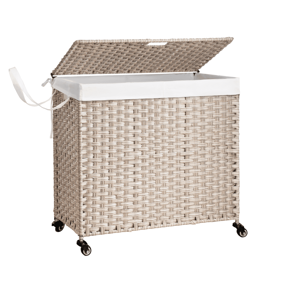Laundry Hamper With Lid PE Rattan Powder Coating Frame Clothes Hampers ...