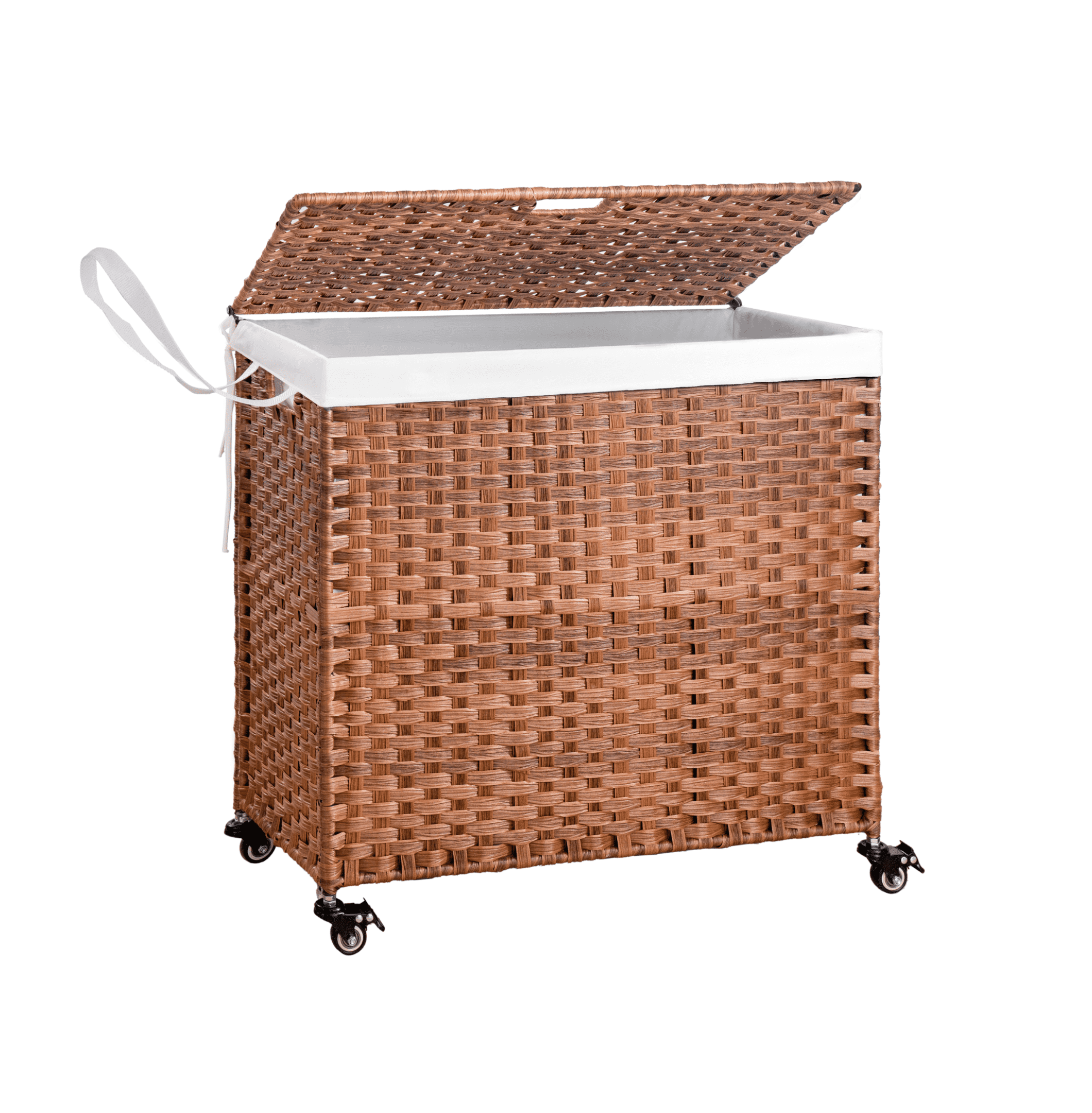 Laundry Hamper With Lid PE Rattan Powder Coating Frame Clothes Hampers ...