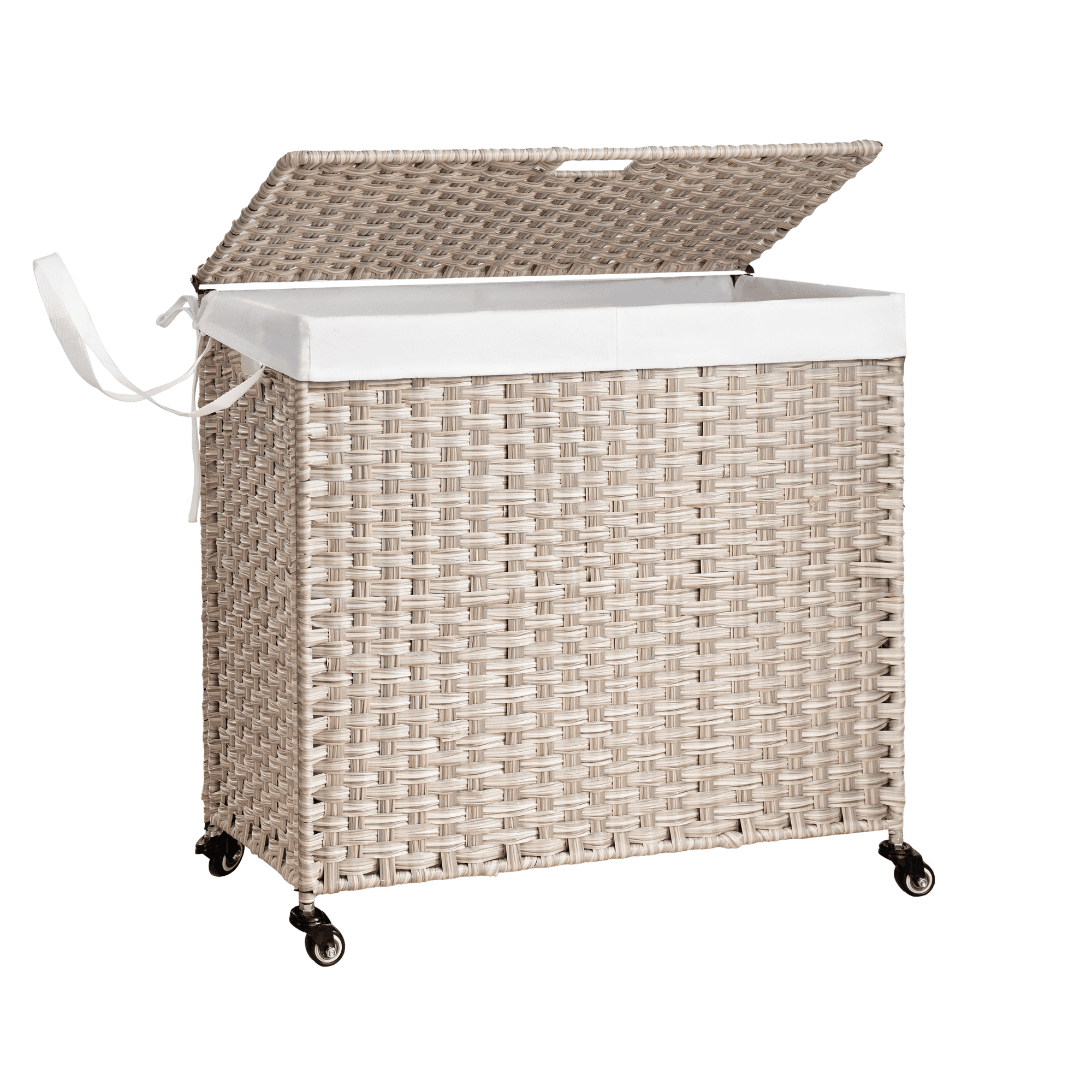 Laundry Hamper With Lid PE Rattan Powder Coating Frame Clothes Hampers ...