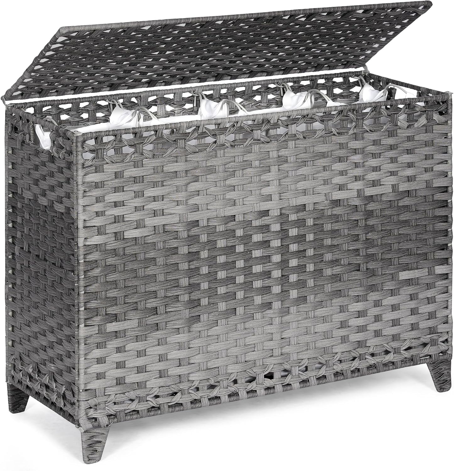 Laundry Hamper with 4 Removable Liner Bags; 176L Handwoven Rattan ...