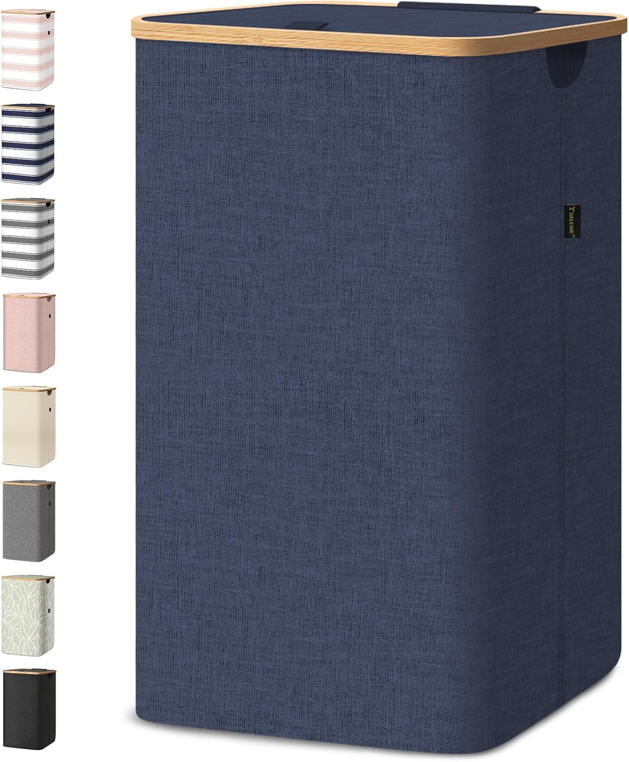 Laundry Hamper with Lid, Tall Laundry Baskets with Bamboo Pull Handles ...