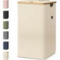 Laundry Hamper with Lid, Tall Laundry Baskets with Bamboo Pull Handles ...