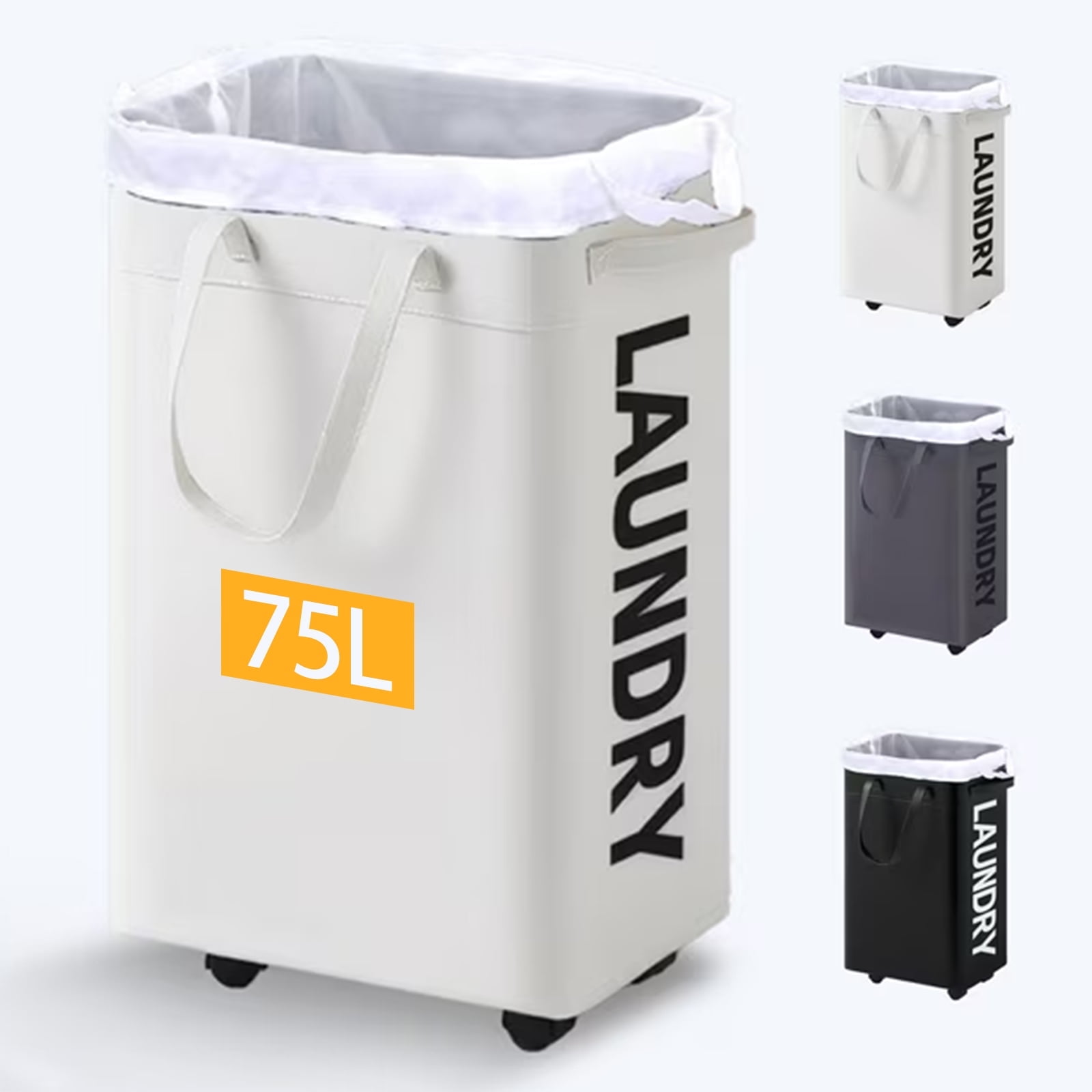 Laundry Hamper with Wheels 75L, Collapsible Rolling Laundry Basket for ...