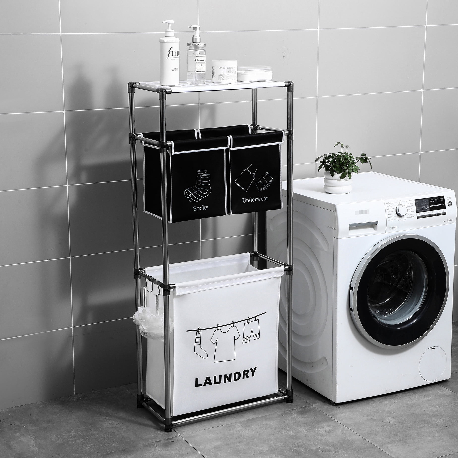 Laundry Hamper with Wide Storage Shelves | Hold Toiletries and ...