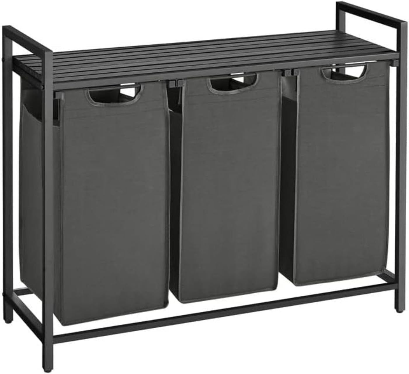 VASAGLE Laundry Hamper with Shelf, 36.4 x 13 x 28.4 in, Black & Gray ...