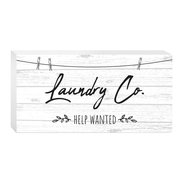 Laundry Help Wanted White Board Clothesline 10 x 5 Wood Tabletop Sign ...