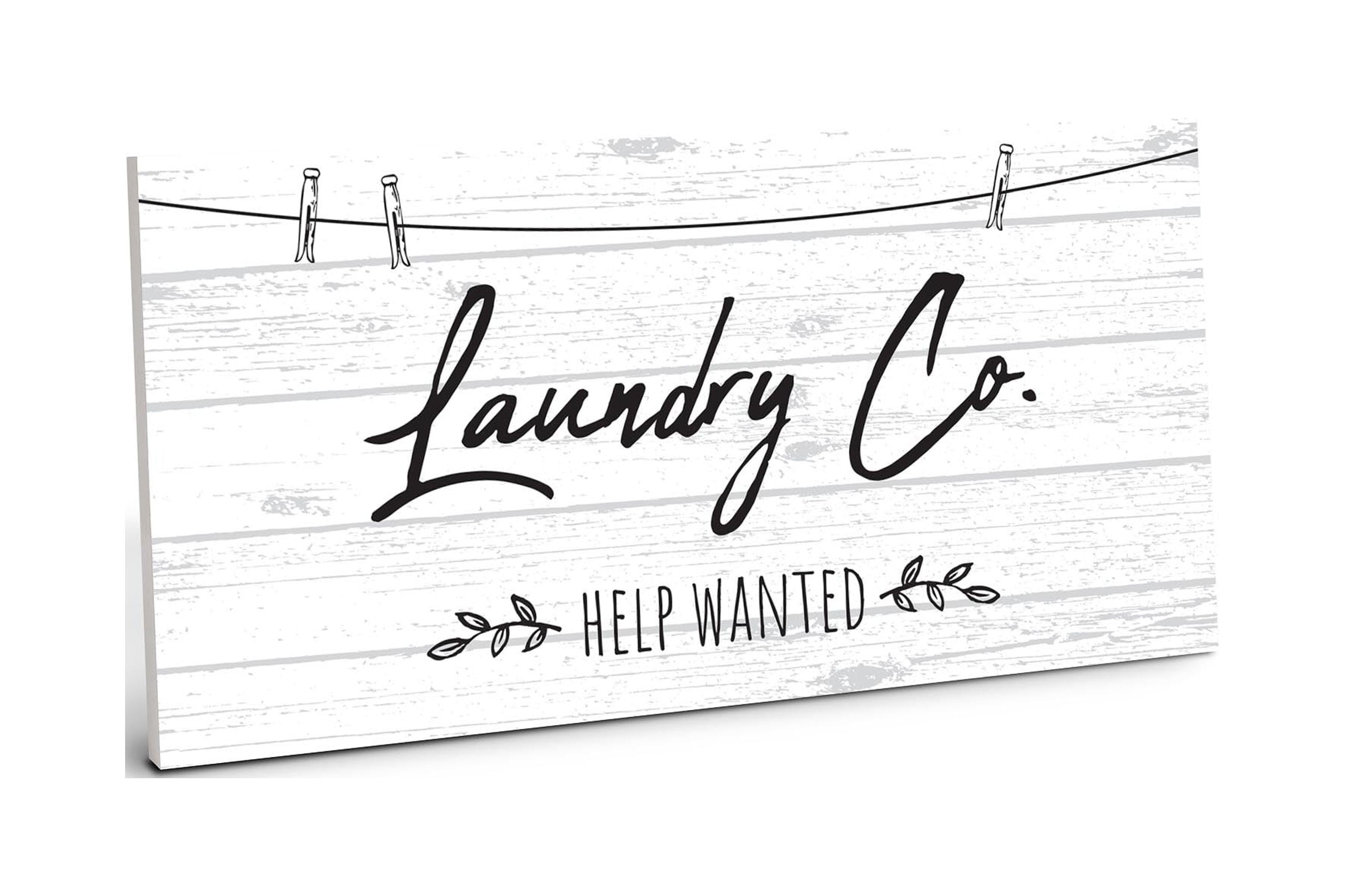Laundry Help Wanted White Board Clothesline 10 x 5 Wood Wall Sign ...