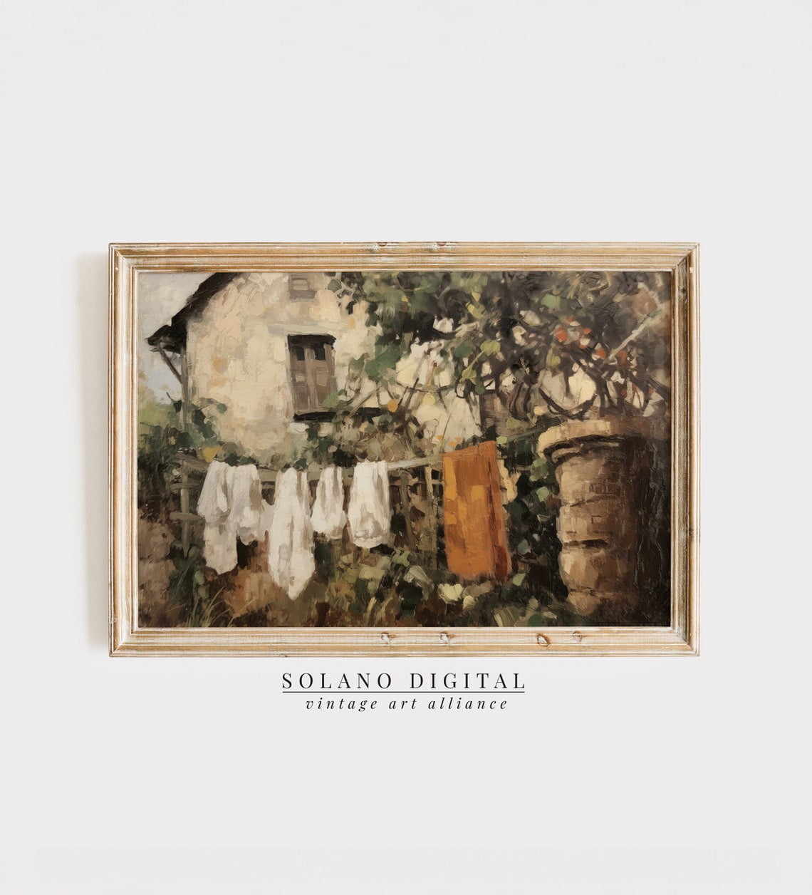 Laundry Line Oil Painting Rustic Laundry Room Decor Clothesline Laundry ...