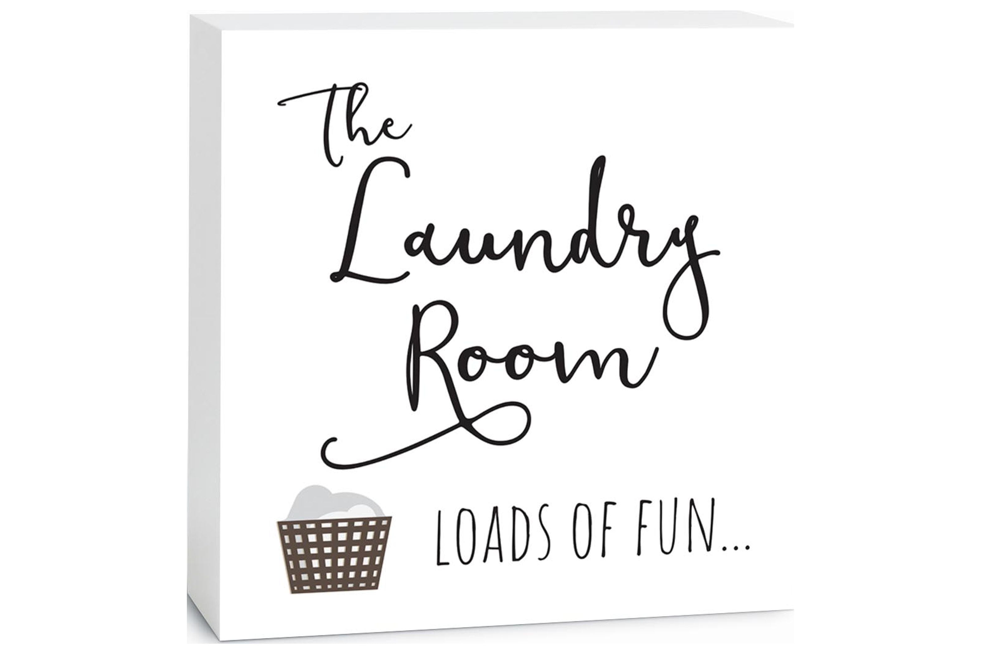 Laundry Loads Of Fun Brown Laundry Basket 5 x 5 Wood Tabletop Sign ...