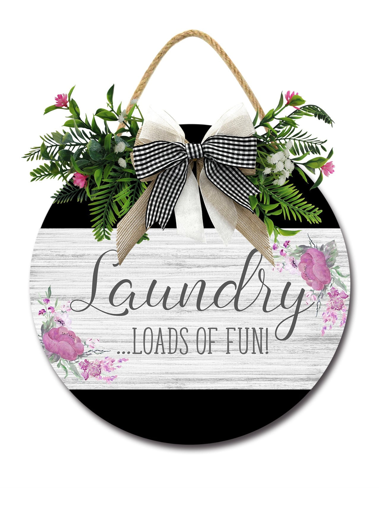 Laundry Loads Of Fun Sign Front for Door Decoration, 12 in Round Wood ...