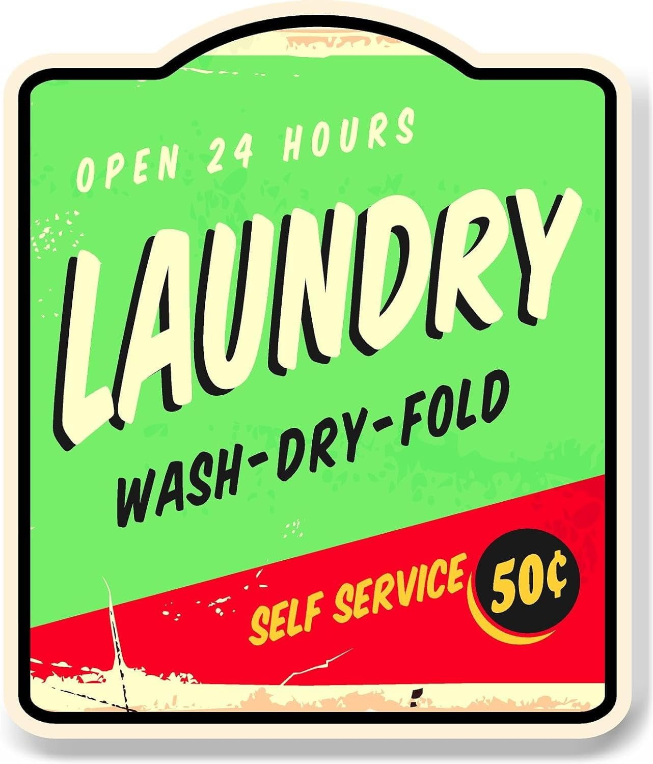 Laundry Open 24 Hours Self Service Shop Retro Vintage Aluminum ...