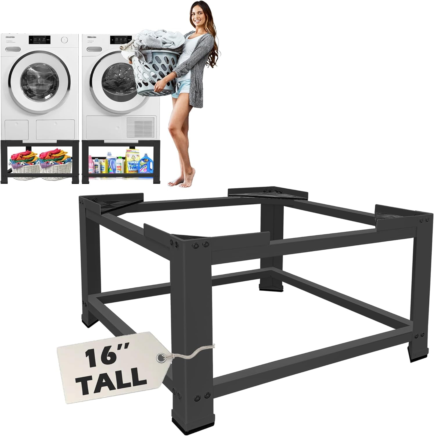 Laundry Pedestal 16" Height Universal Fit 600lbs Capacity, Washing ...