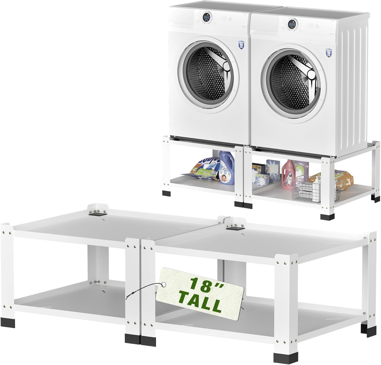 Laundry Pedestal 18" Height, Washer and Dryer Pedestals with Storage ...